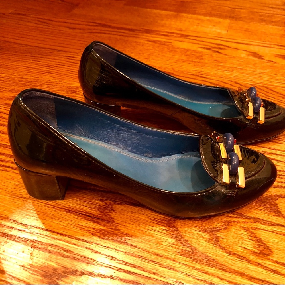 Tory Burch Amaya Patent Midnight Navy Pump, Size 8 - Gem